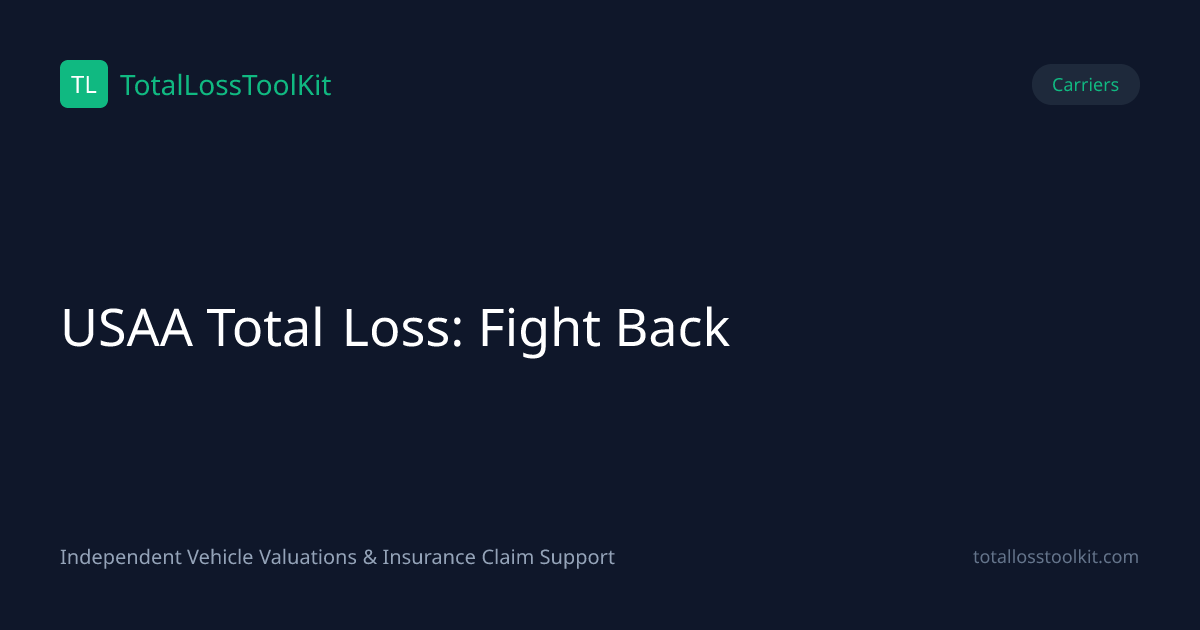USAA Total Loss: Fight Back | TotalLossToolKit.com